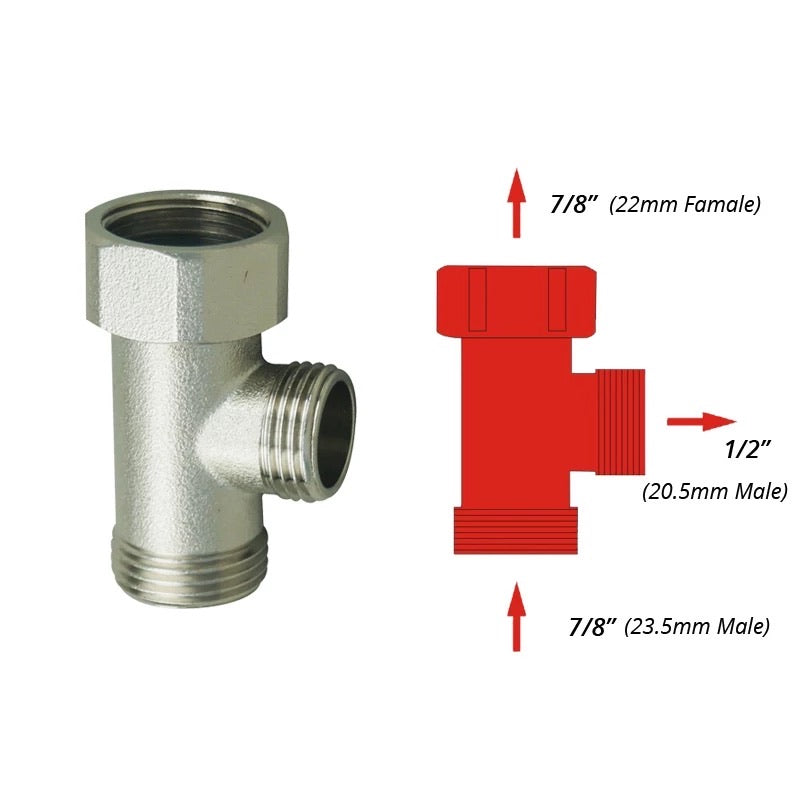 T-Valve Adapter - Stainless Steel Connection (7/8") - In My Bathroom