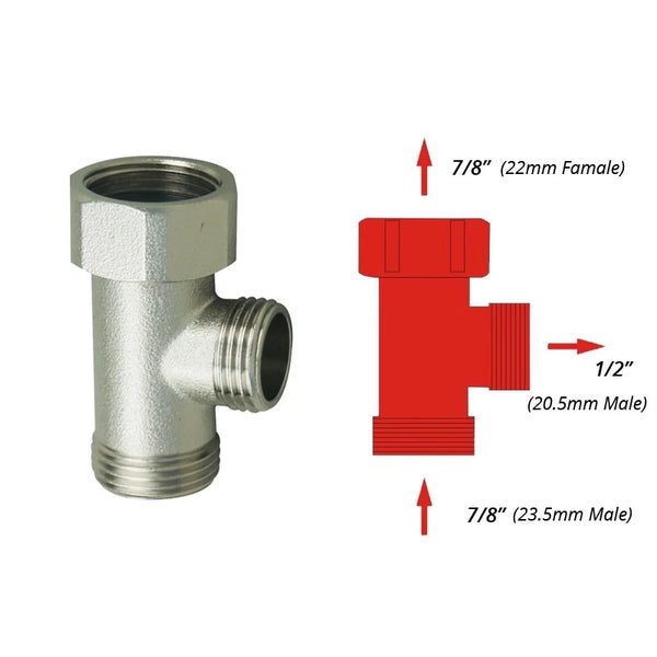 T-Valve Adapter - Stainless Steel Connection (7/8") - In My Bathroom